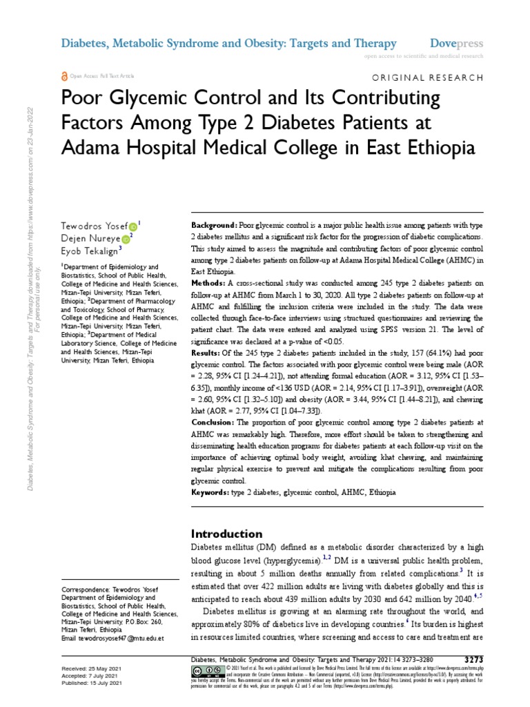 Dmso 321756 Poor Glycemic Control And Its Contributing Factors Among