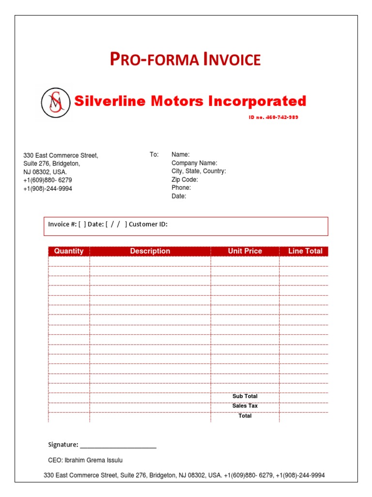 Silverline Motors Invoice | PDF
