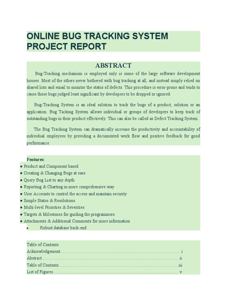 Online Bug Tracking System Project Report | PDF | Software Testing ...