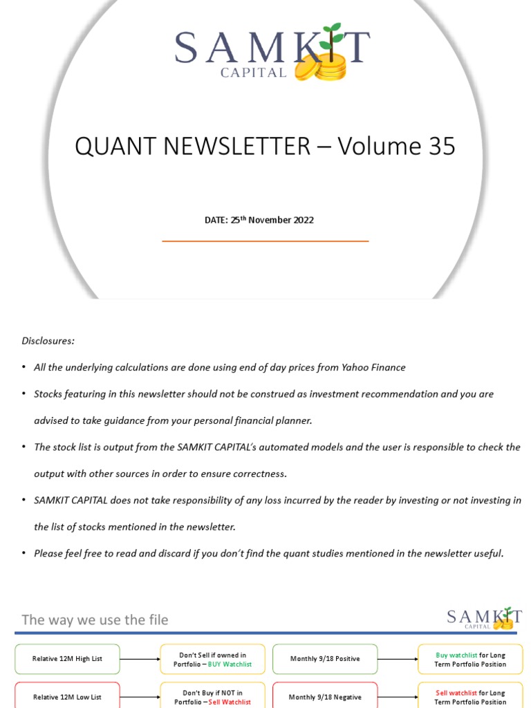 Samkit Capital Quant Newsletter Vol 35 | PDF | Stocks | Market (Economics)