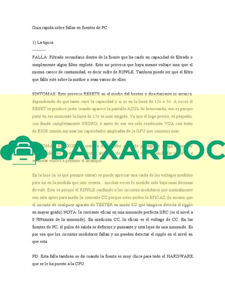 Guía rápida para la detección y reparación de fallas comunes en fuentes ... Guía rápida para la detección y reparación de fallas comunes en fuentes ...