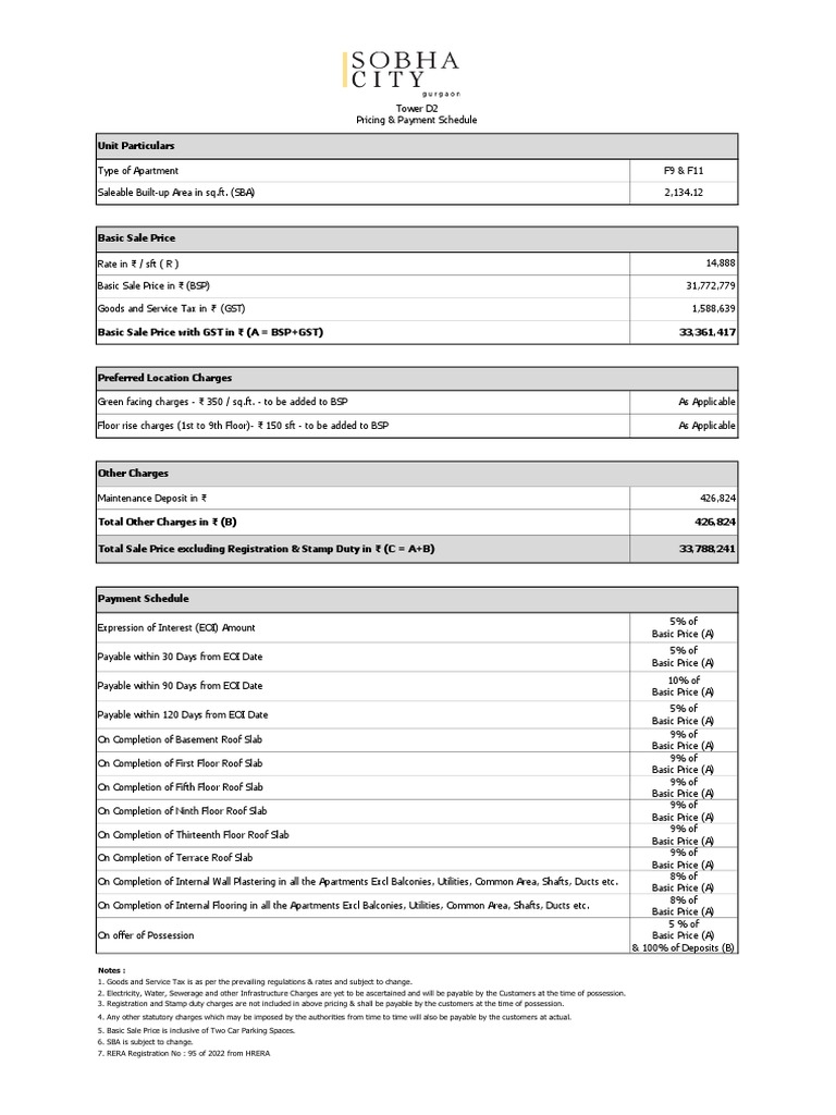 The Standard Pricing List Tower D2 | PDF | Taxes | Prices