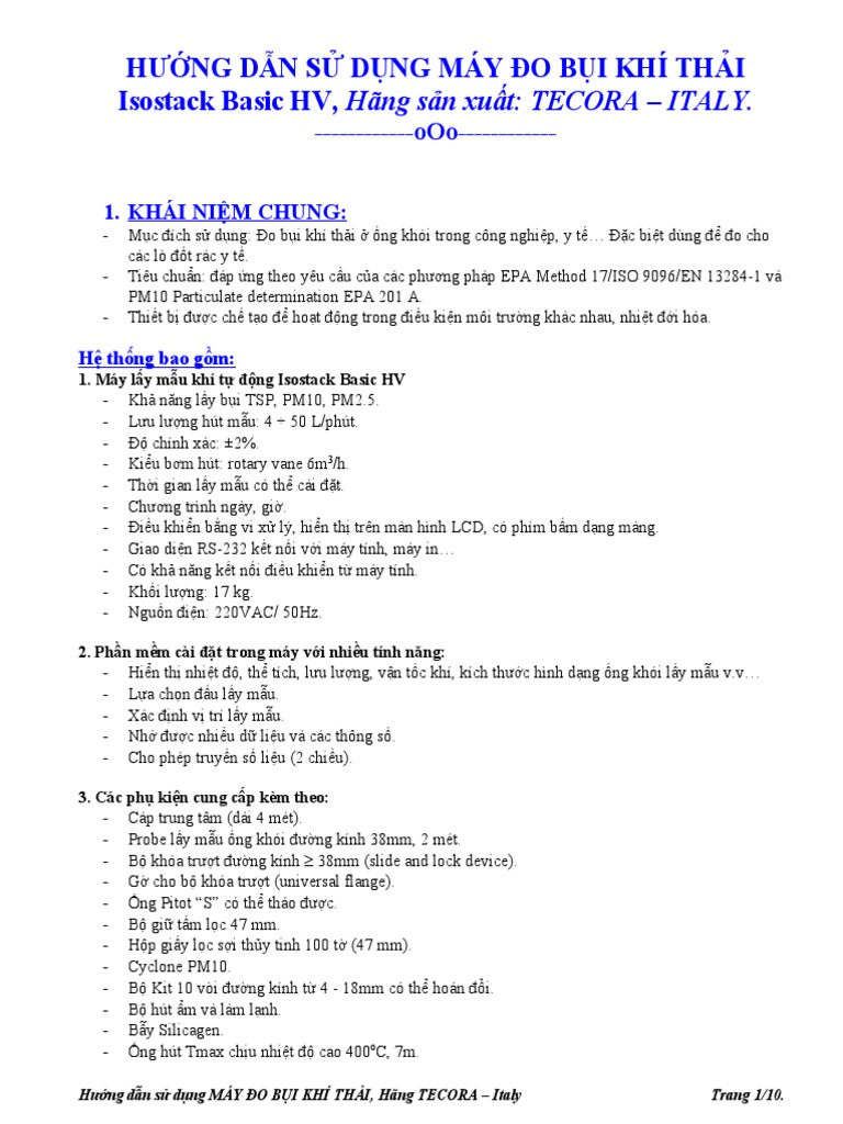 HDSD May Do Bui Khi Thai Isostack Basic HV | PDF