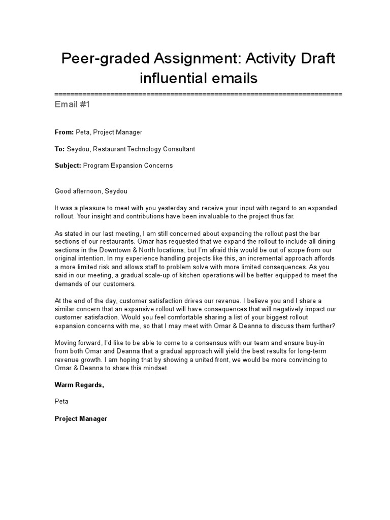 Peer Graded Assignment Activity Draft Influential Emails - Compress | PDF | Economies | Business