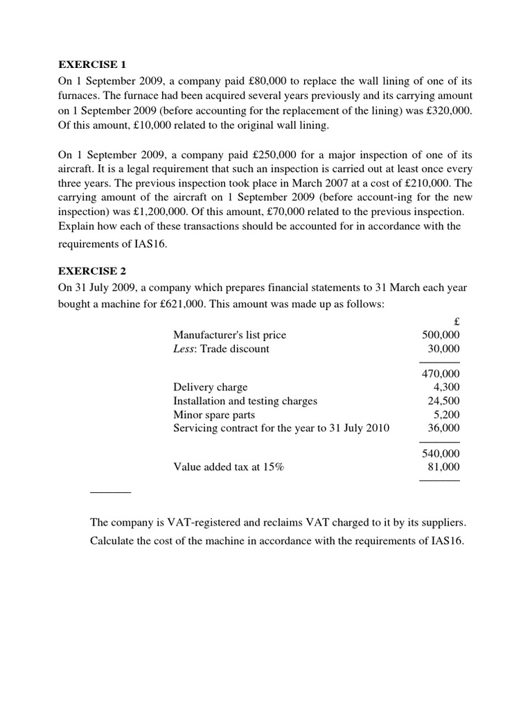 IAS 16 - Exercise | PDF | Value Added Tax | Depreciation