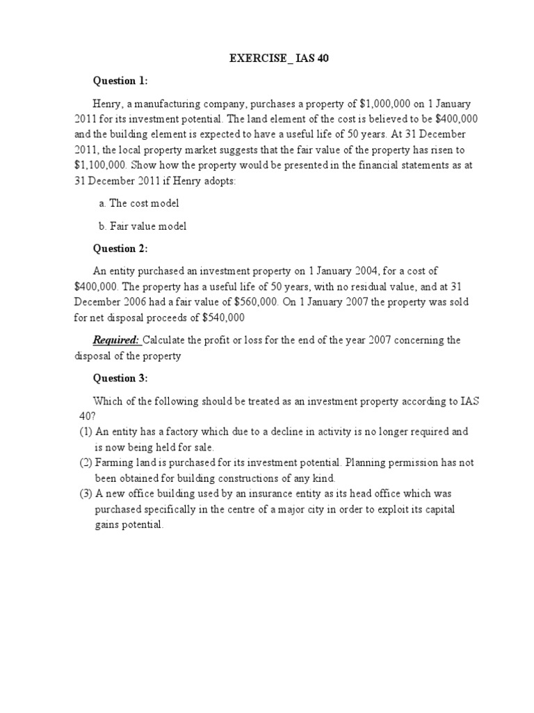 Ias 40 - Exercise | PDF | Fair Value | International Financial Reporting Standards