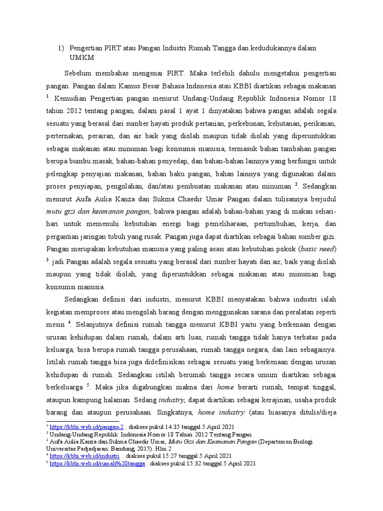 Definisi dan Pengertian PIRT UMKM | PDF
