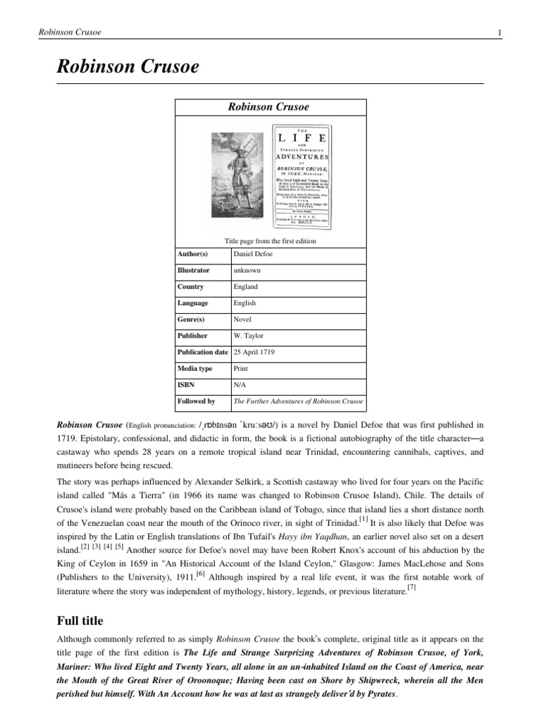 Robinson Crusoe | PDF | Robinson Crusoe