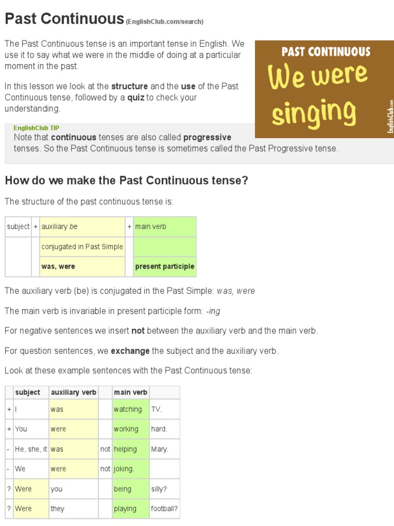 Past Continuous | PDF | Grammatical Tense | Verb