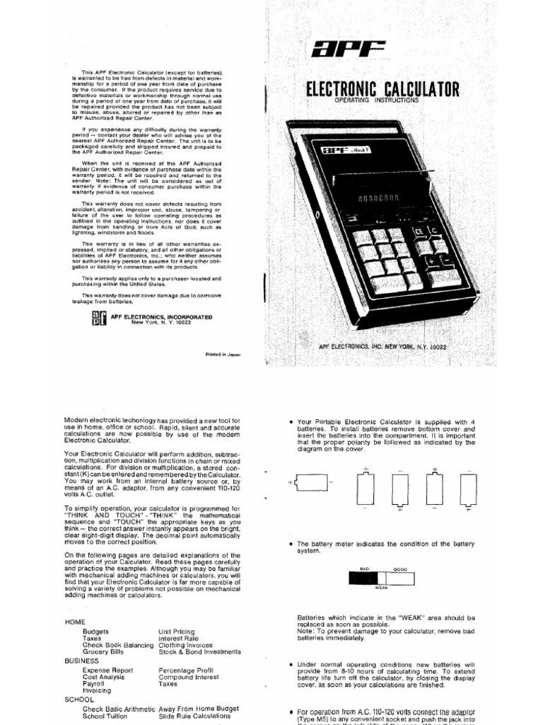 APF Mark V Calculator Manual | PDF