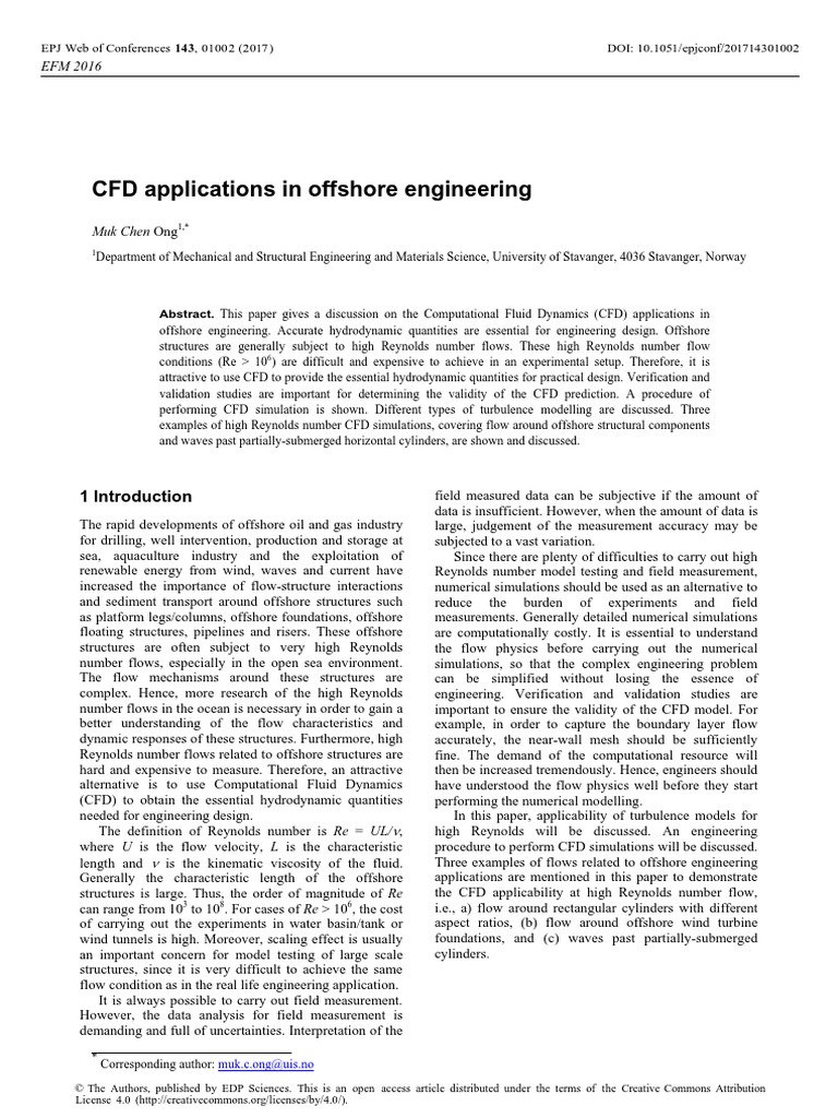 CFD Applications in Offshore Engineering | PDF | Computational Fluid ...