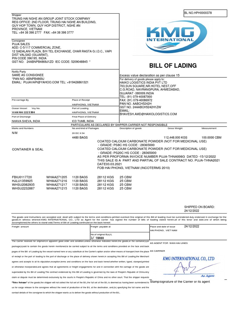 HPH0000378 | Download Free PDF | Cargo | Trade