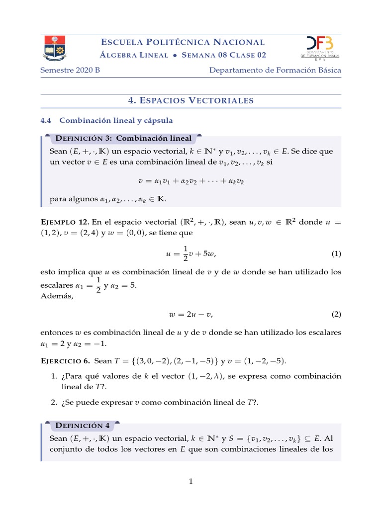 Semana 8 Clase 2 | PDF | Espacio vectorial | Vector Euclidiano