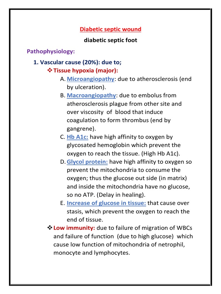 Pathophysiology and History of Diabetic Septic Foot | PDF | Ischemia ...