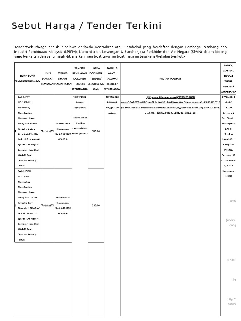 Sebut Harga - Tender Terkini | PDF