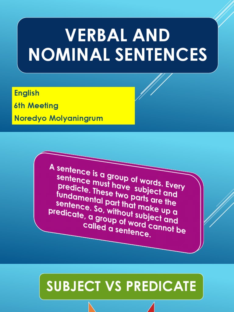 Verbal vs Nominal Sentences Guide | PDF | Verb | Adjective