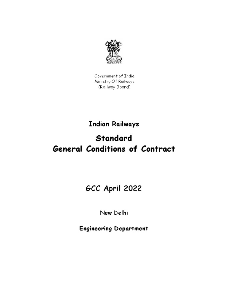 Indian Railways Standard GCC Contract Title | PDF | Employment | Business
