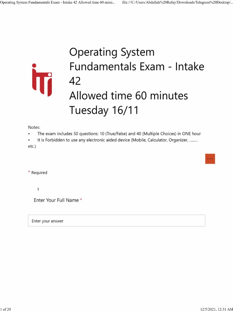 OS Fundamentals Exam Guidelines | PDF | Technology & Engineering