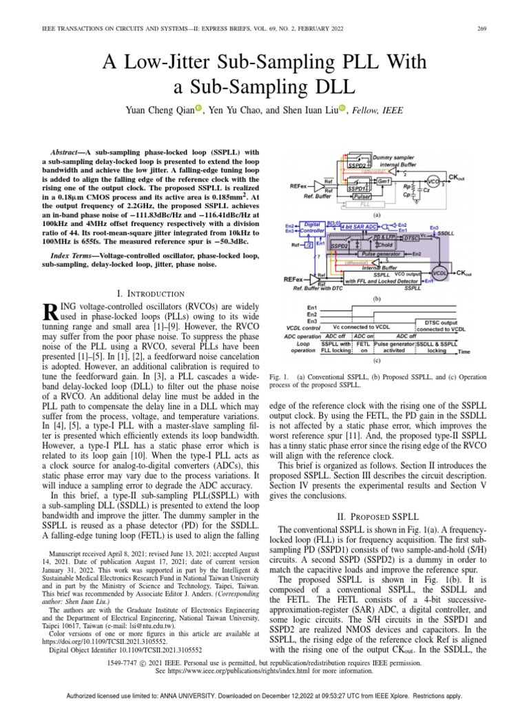A Low-Jitter Sub-Sampling PLL With A Sub-Sampling DLL | PDF | Analog To Digital Converter ...