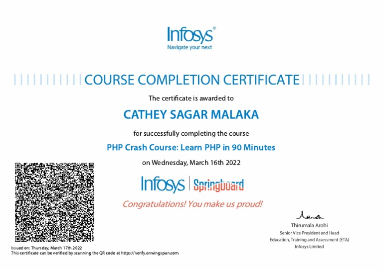 Php Crash Course Certificate Pdf 