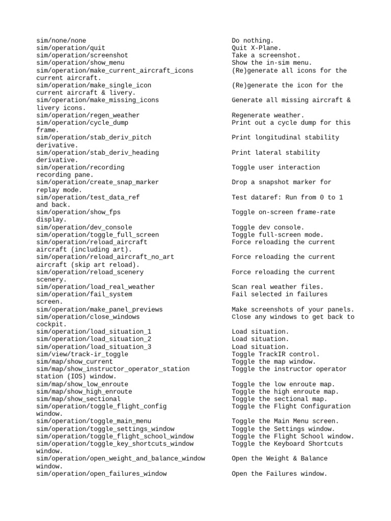 X-Plane In-Simulation Commands Reference Guide | PDF | Landing Gear ... X-Plane In-Simulation Commands Reference Guide | PDF | Landing Gear ...