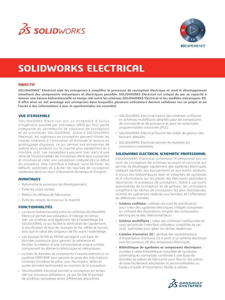 Solidworks SW Electrical Datasheet EngiMA | PDF | Informatique | Logiciel