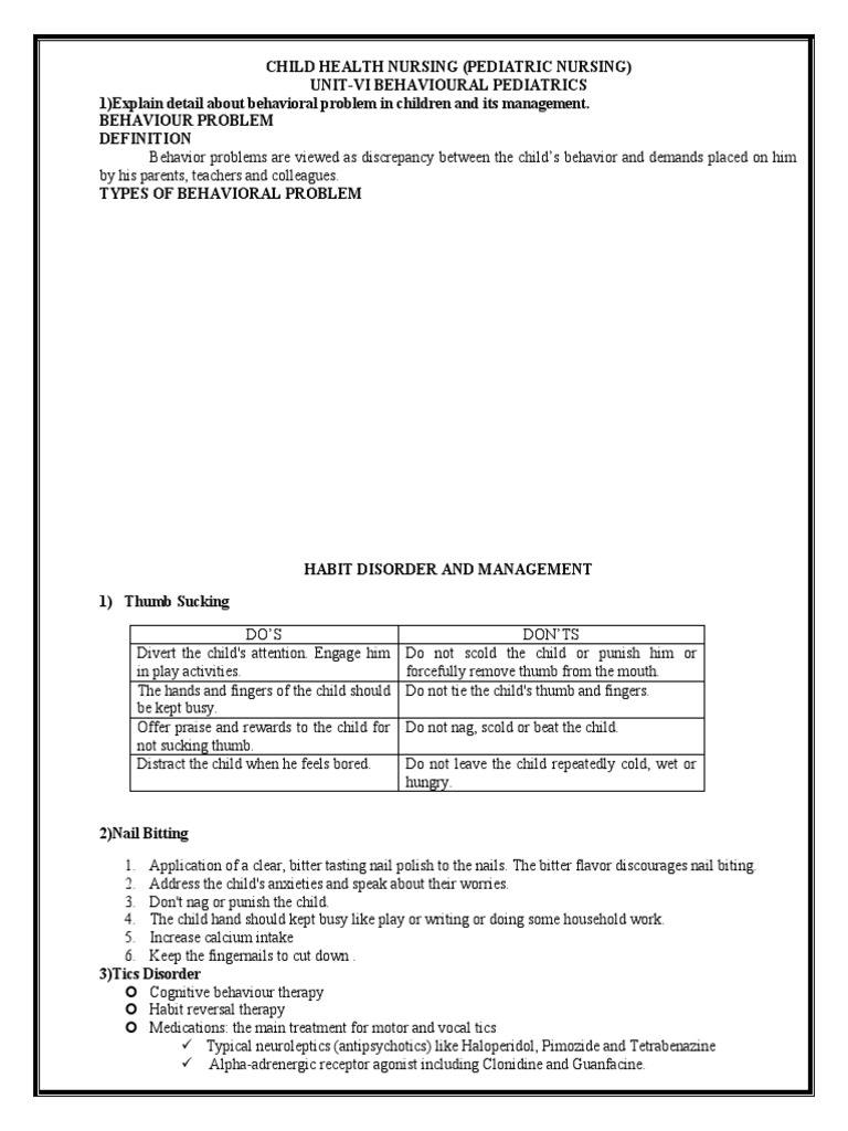 CHILD HEALTH NURSING Unit 6 QP Notes | PDF