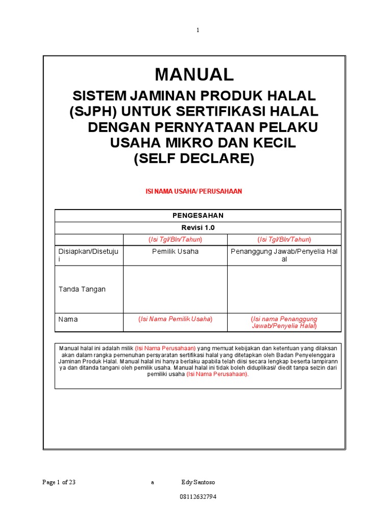 Master Manual SJPH Self Declare 2022 | PDF