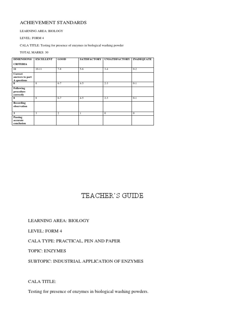 Bio Washing Powders Cala | PDF | Experiment | Enzyme