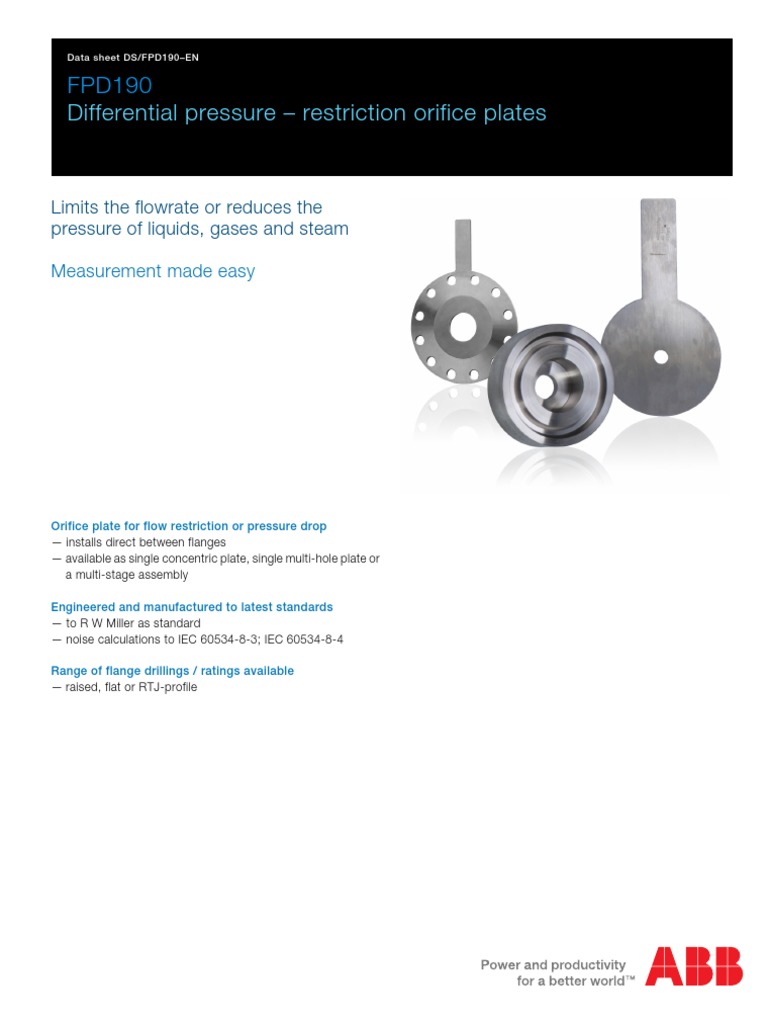 FPD190 - Differential Pressure - Restriction Orifice Plates | PDF ...