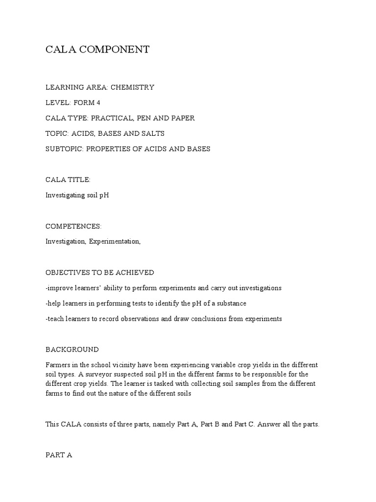 Soil PH Cala Chem | PDF