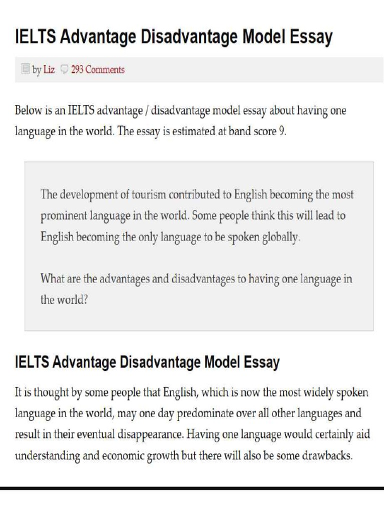 IELTS Model Essay Adv Disadv | PDF