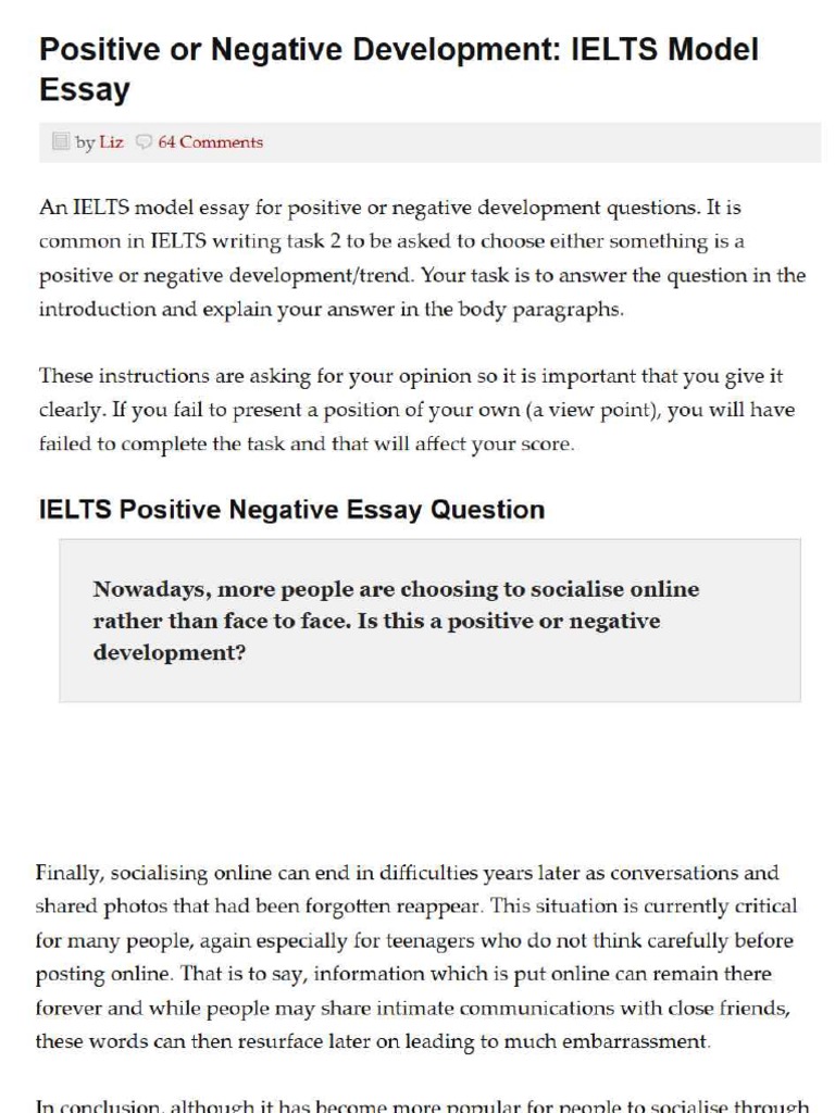 IELTS-Model-Essay-Positive or Negative | PDF