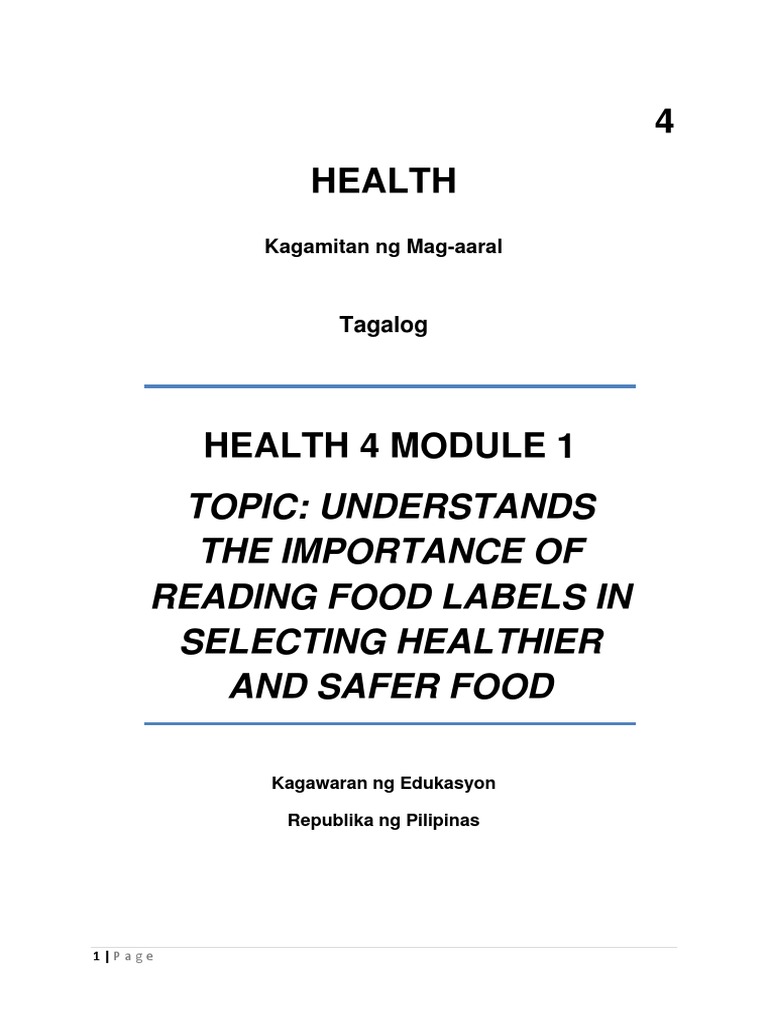 Health Grade4 Quarter1 Module 1week1-2 | PDF