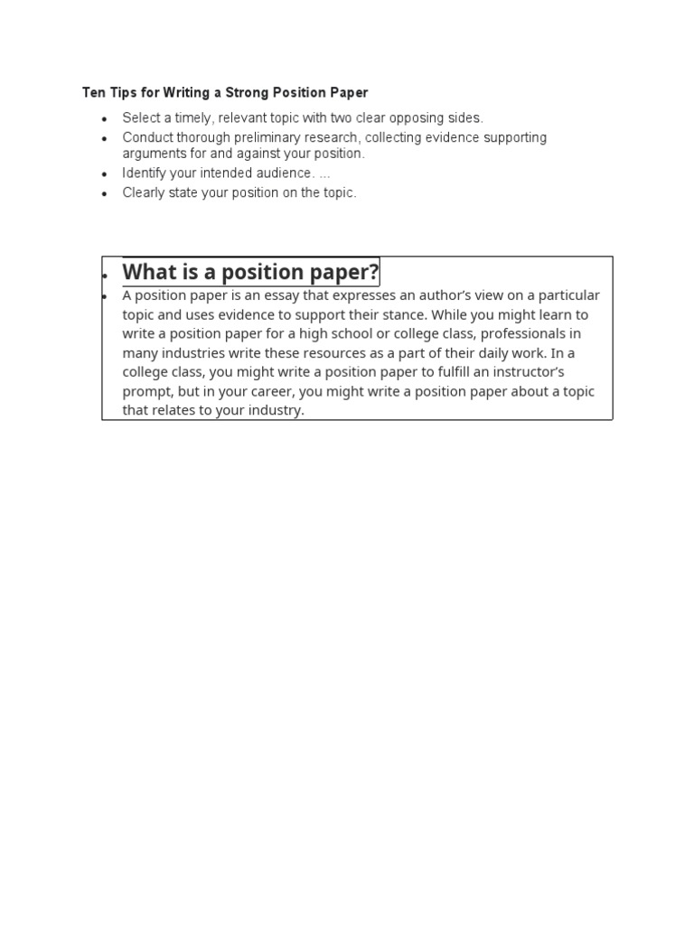 What Is Position Paper | PDF