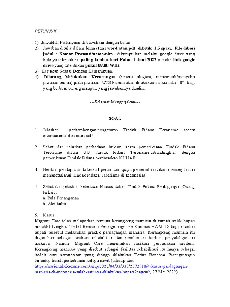SOAL UAS Pidsus 2022 | PDF | Karier & Perkembangan | Ilmu Sosial