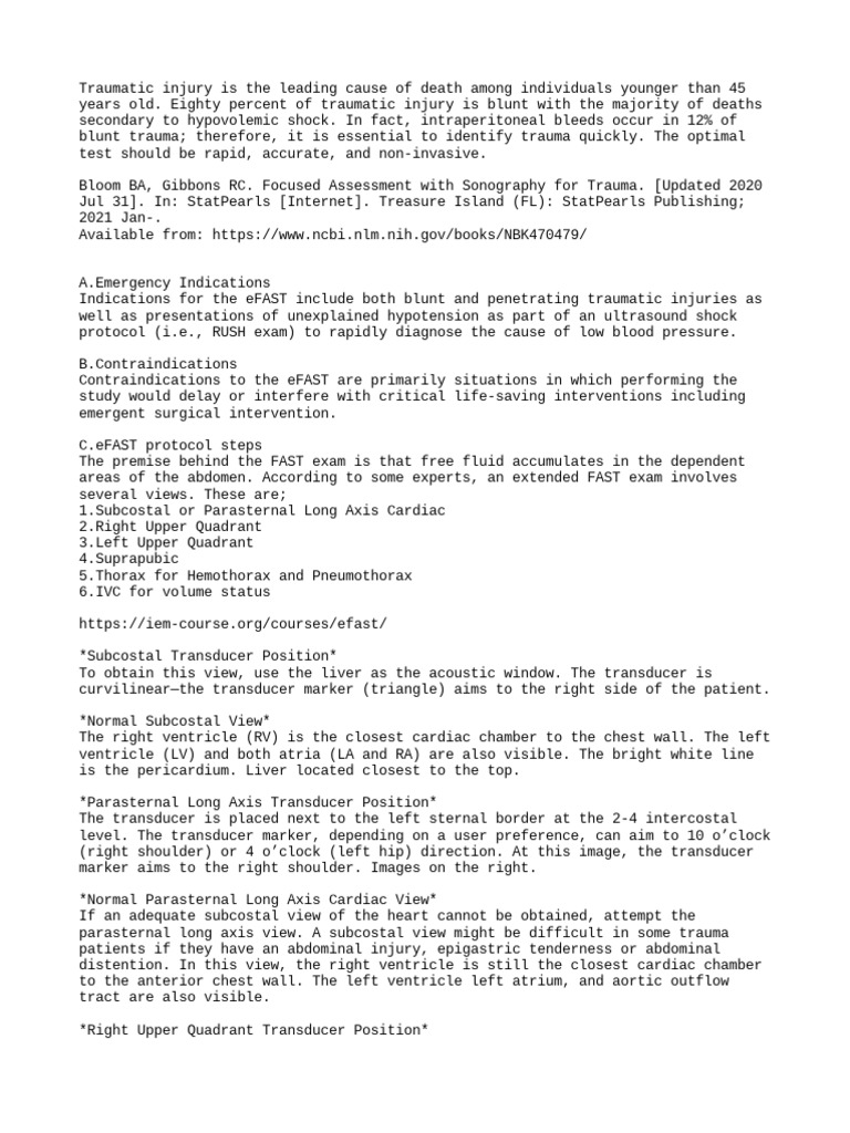eFAST MAC | PDF | Major Trauma | Thorax