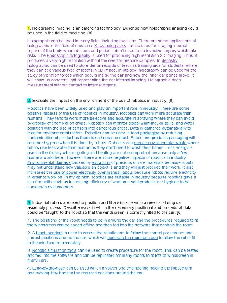 Emerging Technology & Impact of IT Past Paper | PDF | Holography ...