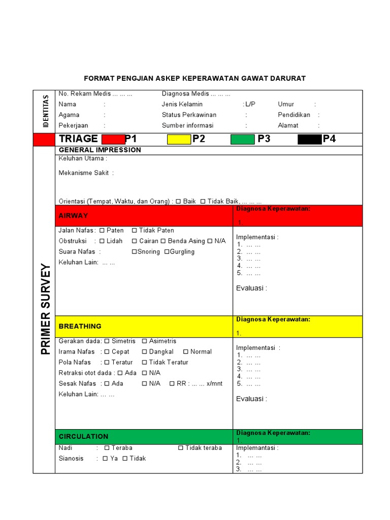 FORMAT PENGKAJIAN ASKEP KEPERAWATAN GAWAT DARURAT | PDF