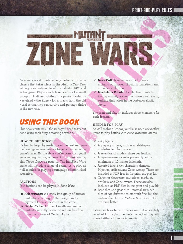 Zone Wars Alpha Rules | PDF | Armour | Dice