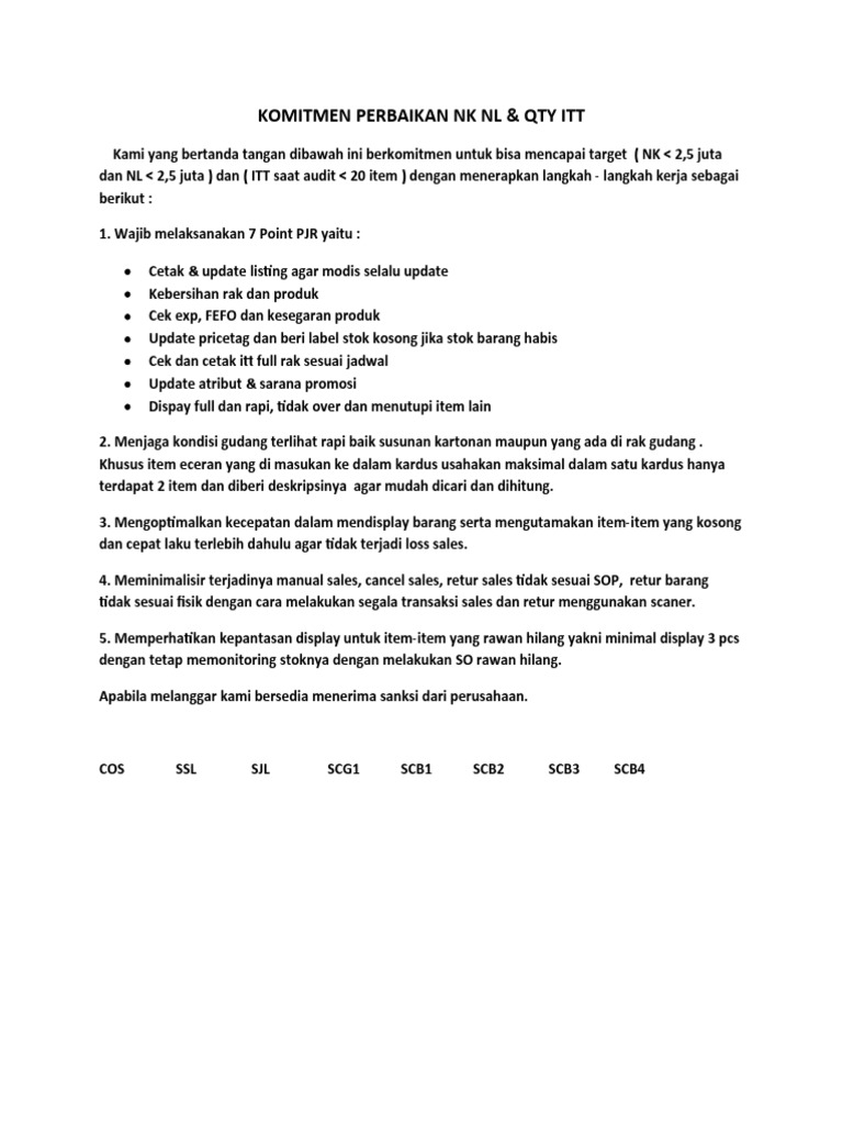 Komitmen NKNL Dan Itt-Wps Office | PDF