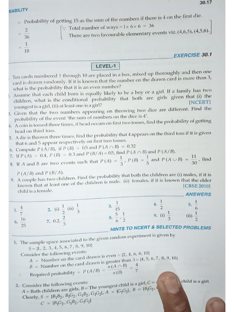 Probability Important Questions RD Sharma Class 12 | PDF