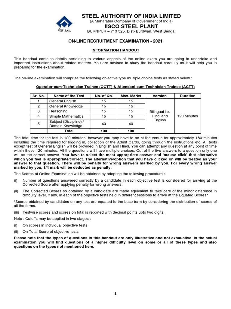 IISCO Steel Plant (Information Handout) Eng 2021-Merged | PDF | Test ...
