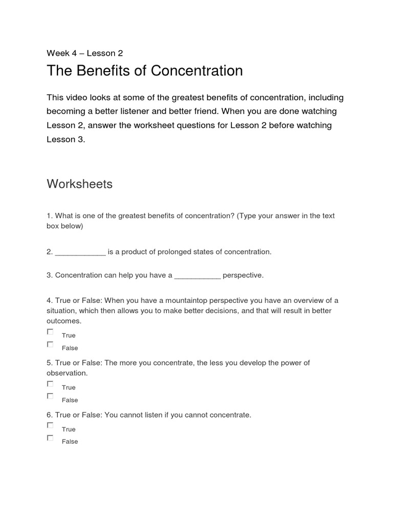 Benefits of Concentration Explained | PDF | Cognitive Science | Psychology