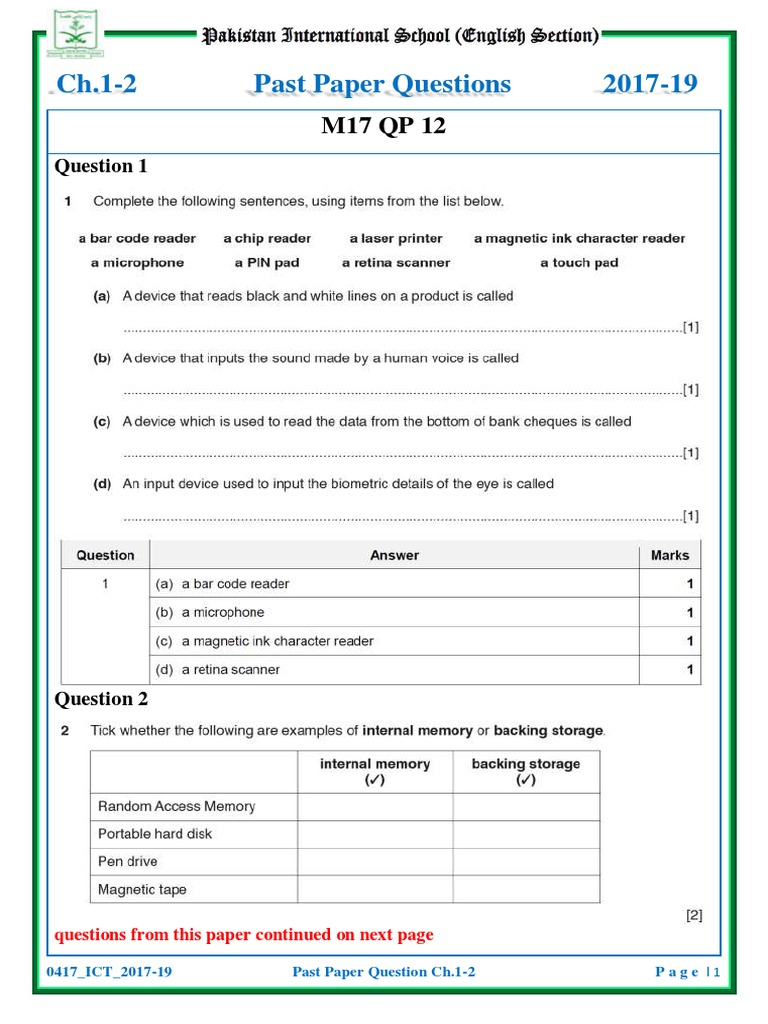 Ch1 - Ch2 PPQ 2017-2019 | PDF