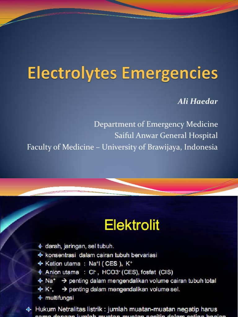 Electrolytes Emergencies (Ali Haedar) | PDF