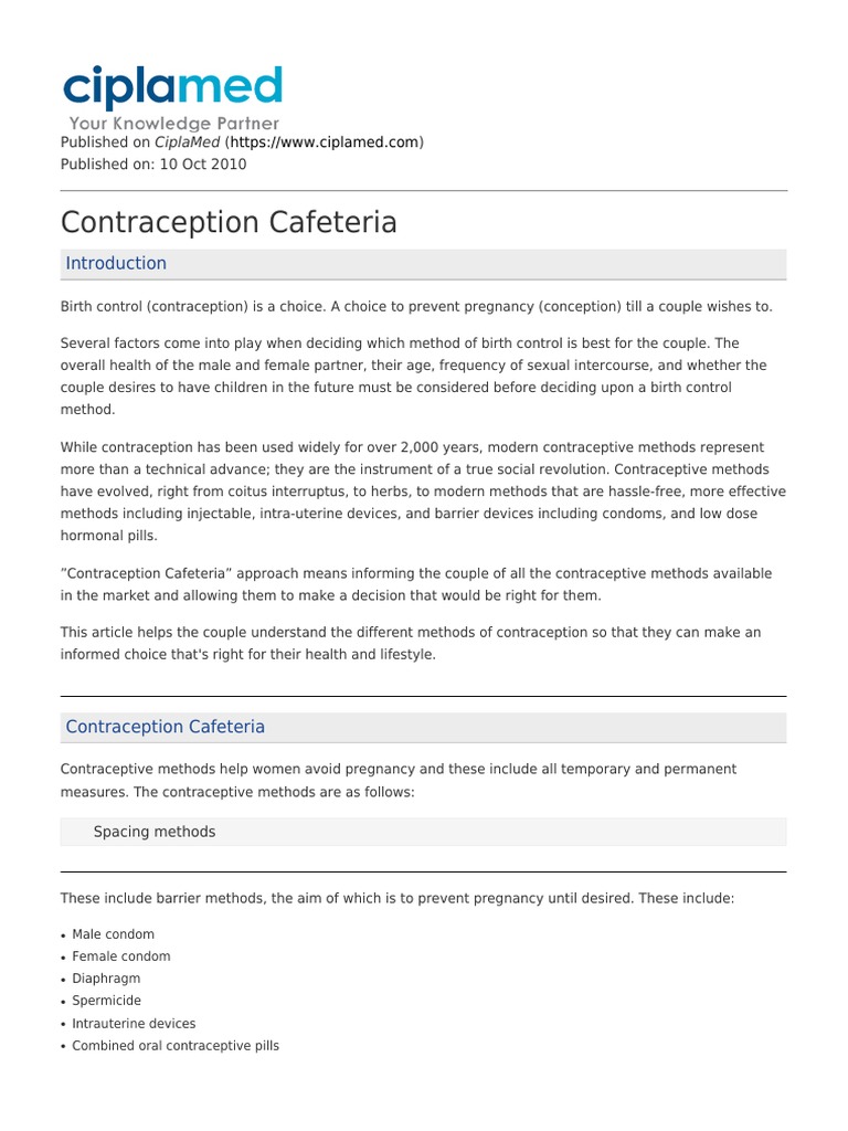 A Guide to Contraceptive Options: Understanding the "Contraception ...