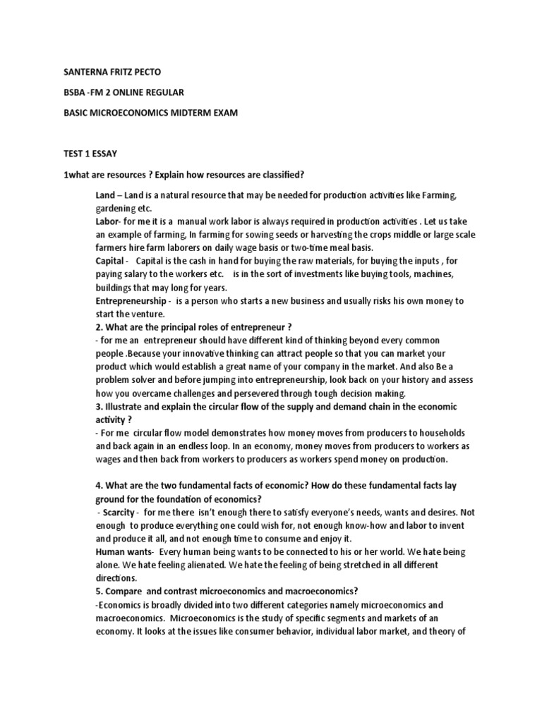 Microeconomics Midterm Exam | PDF | Labour Economics | Trade Off