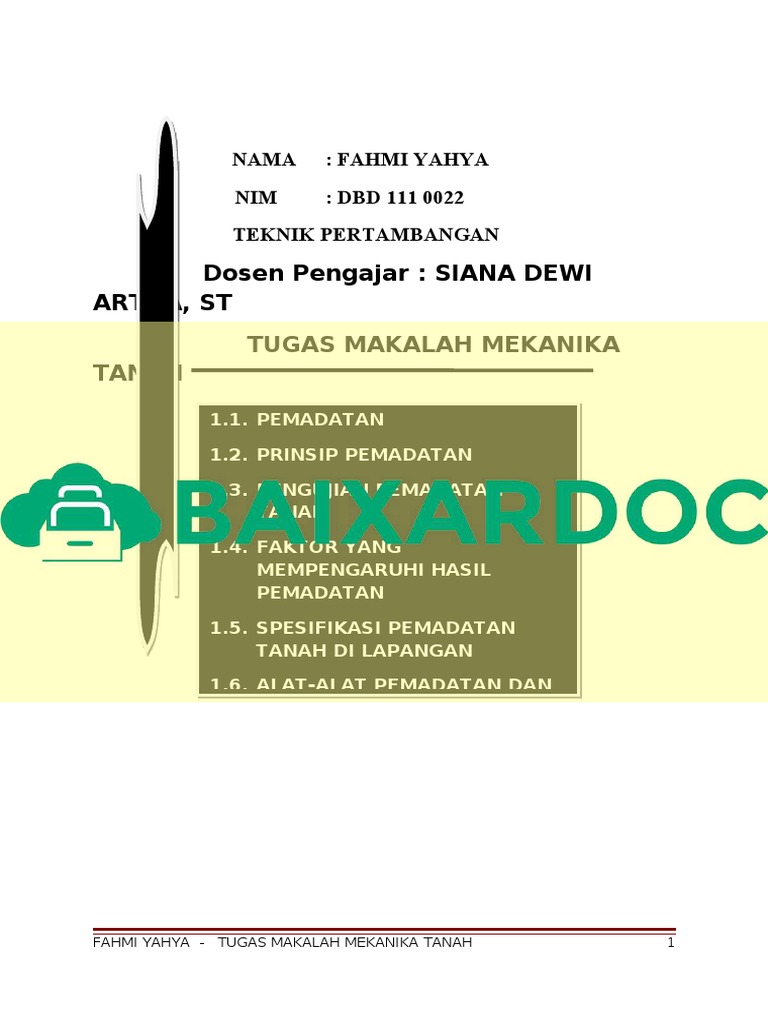 Tugas Makalah Mekanika Tanah Fahmi Yahya | PDF