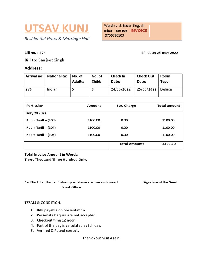 UTSAV KUNJ Bill | PDF
